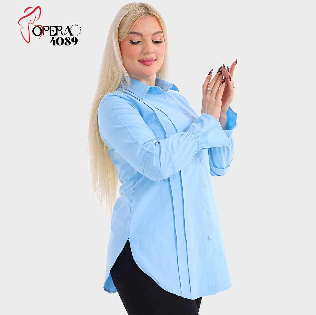 Poplin shirt with pleats on the chest and sleeves – Opera fashion